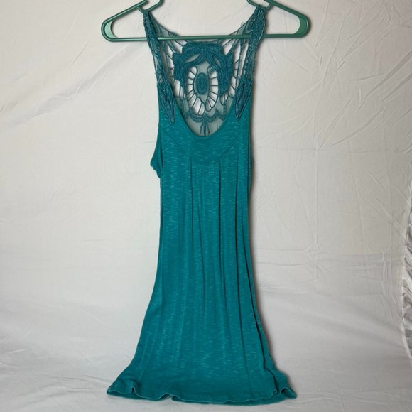 Moonlight | Tops | Moonlight Turquoise Lace Long Tank Top | Poshmark